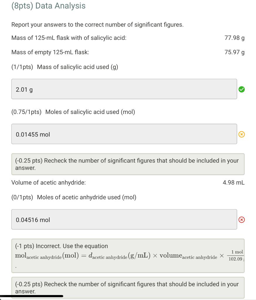 Solved Data And Report Submission - Aspirin And Other | Chegg.com