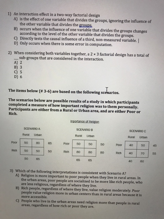 Solved 1) An interaction effect in a two-way factorial | Chegg.com