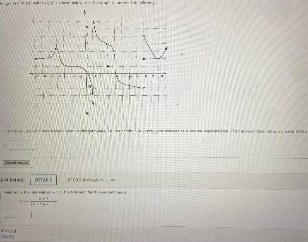 Solved he graph of the function H(x) is shown below. Use the | Chegg.com