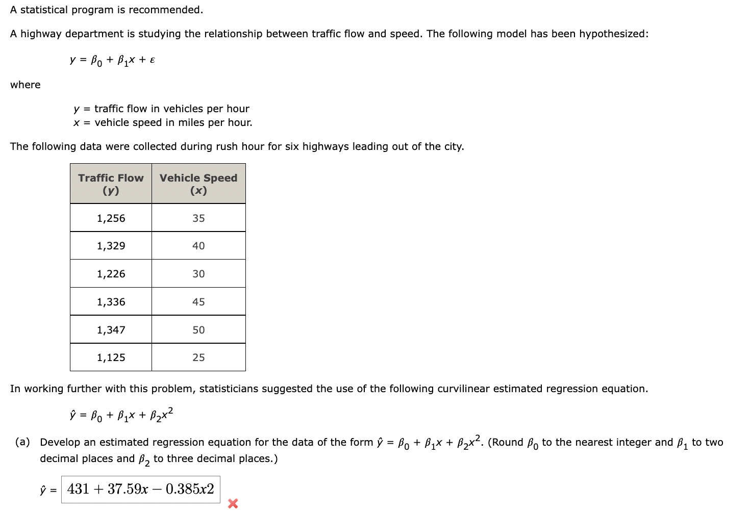 Solved A statistical program is recommended. A highway | Chegg.com