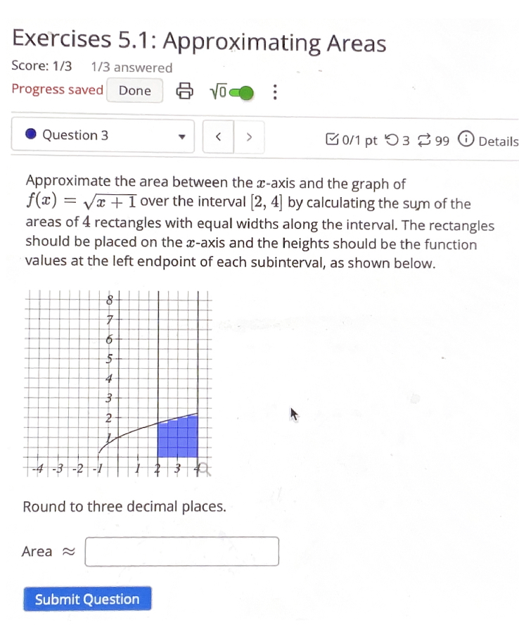Solved Approximate the area between the x-axis and the graph | Chegg.com