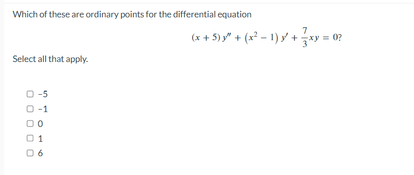 Solved Which of these are ordinary points for the | Chegg.com