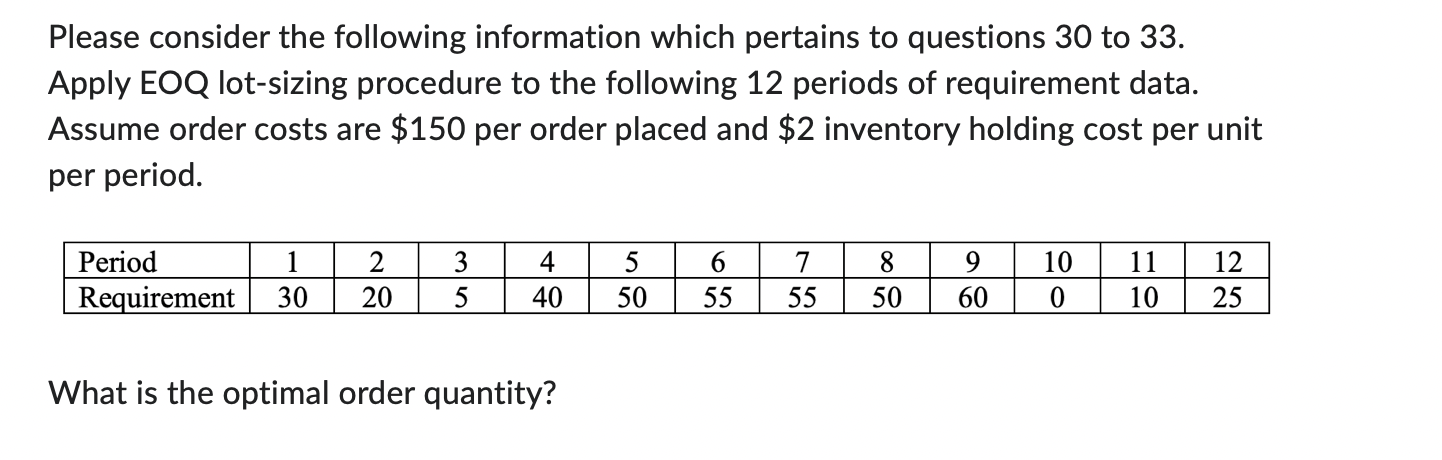 Solved If using period order quantity lot-sizing | Chegg.com