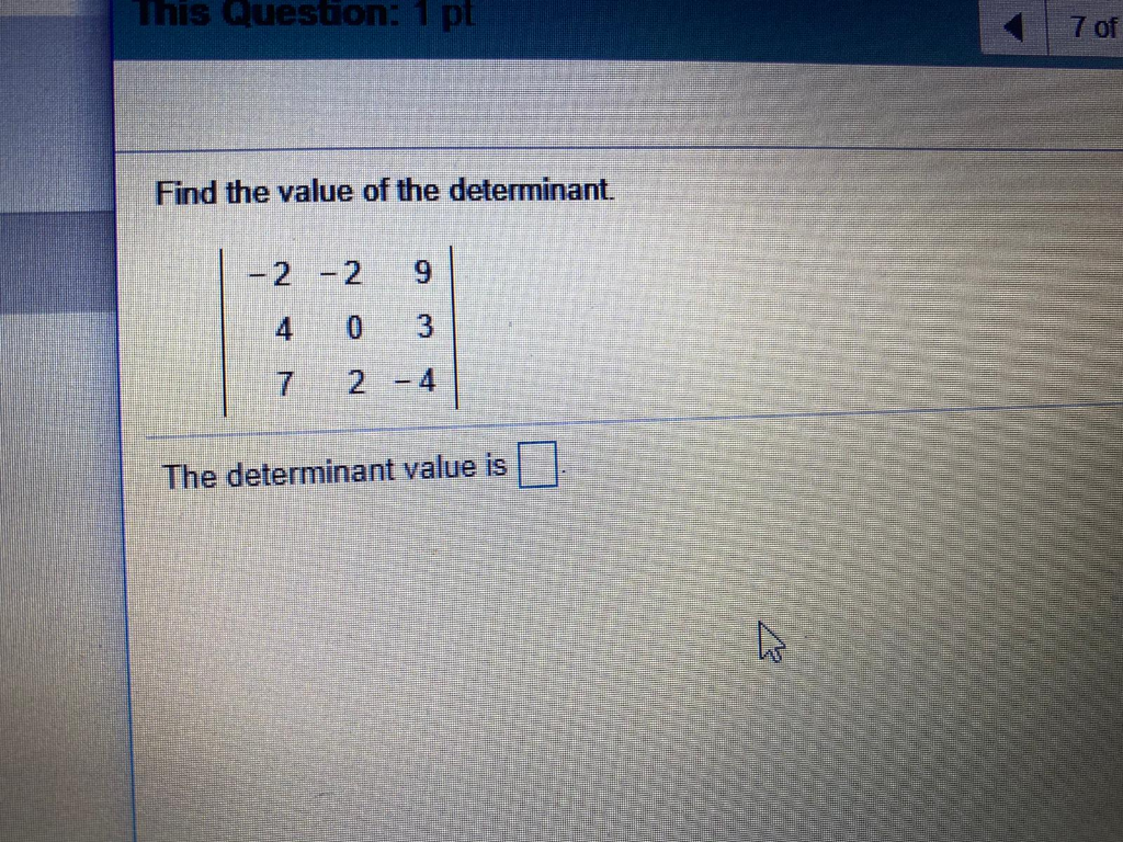 Solved This Question. 1 pt 7 of Find the value of the | Chegg.com