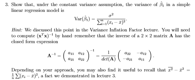 Solved o? n 3. Show that, under the constant variance | Chegg.com