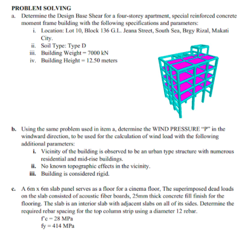 Solved PROBLEM SOLVING a. Determine the Design Base Shear | Chegg.com