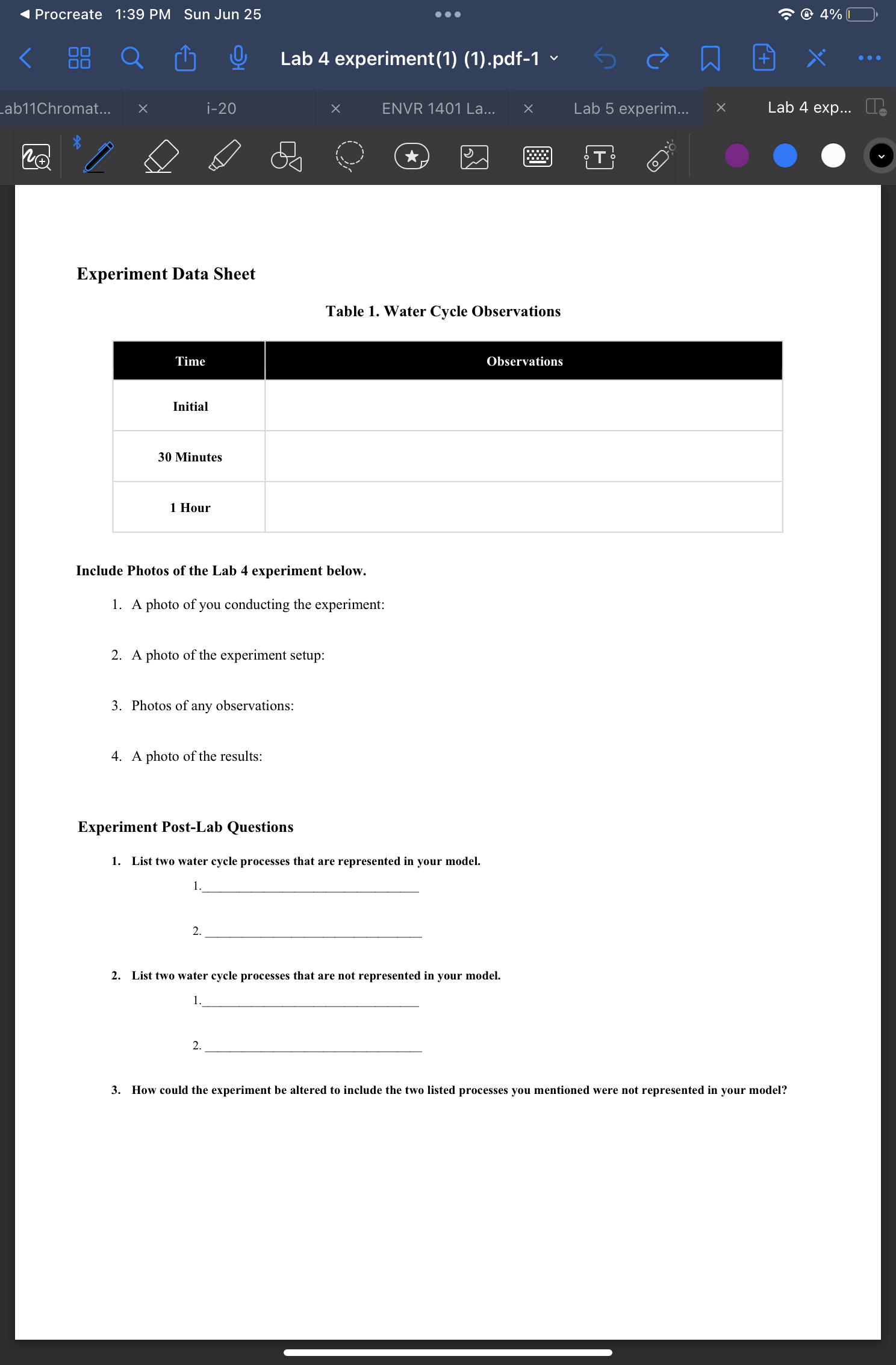Solved Lab 4 experiment - Weather and the Water | Chegg.com