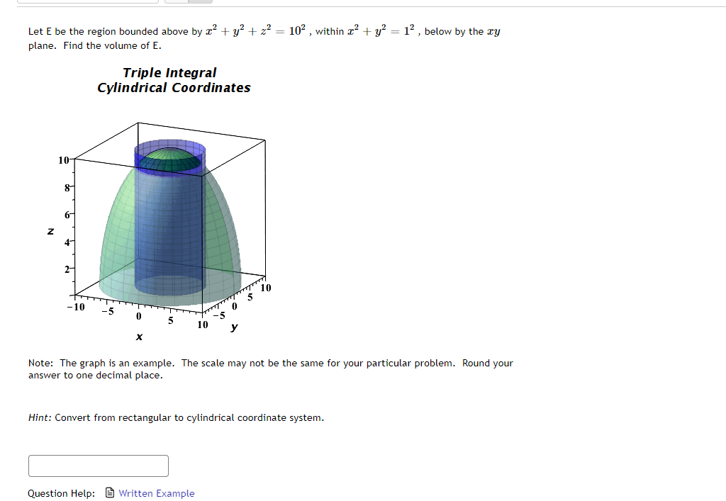 Solved Let E be the region bounded above by x2+y2+z2=102, | Chegg.com