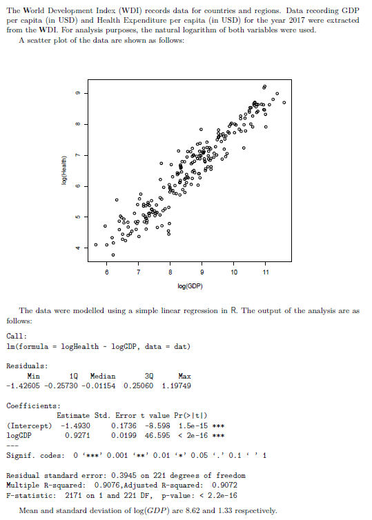 Solved The World Development Index (WDI) records data for | Chegg.com