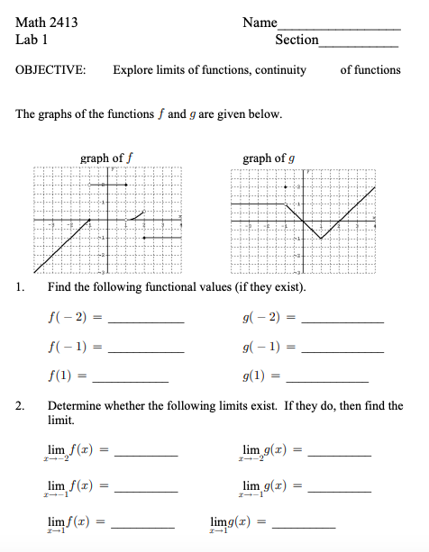 Solved Math 2413 Lab 1 Name Section OBJECTIVE: Explore | Chegg.com