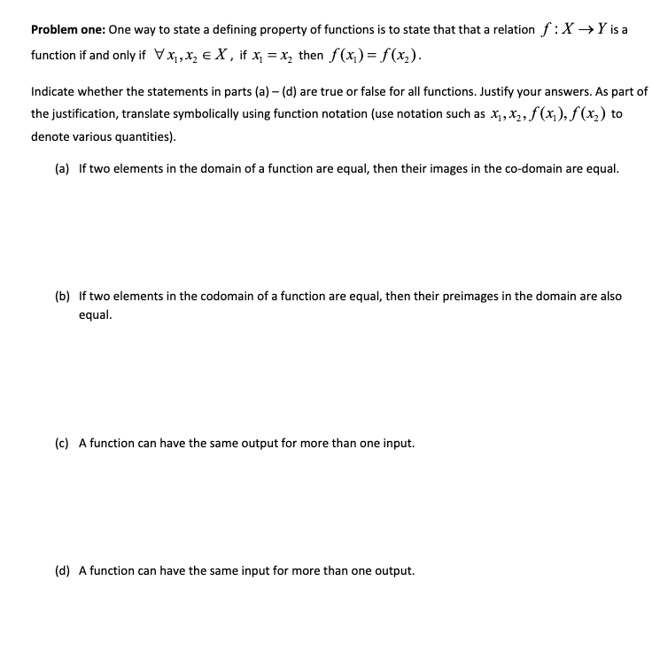Solved Problem one: One way to state a defining property of | Chegg.com