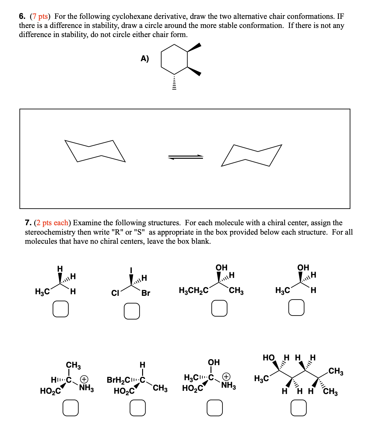 Solved (7 ﻿pts) ﻿For the following cyclohexane derivative, | Chegg.com
