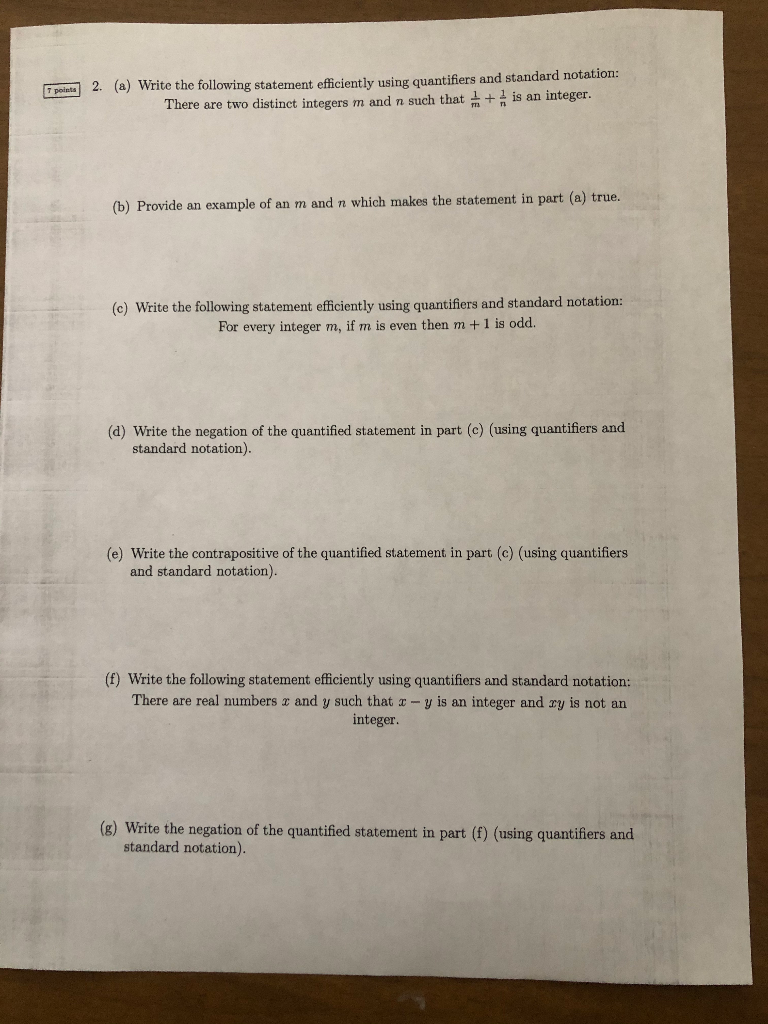 Solved pointa 2. (a) Write the following statement | Chegg.com