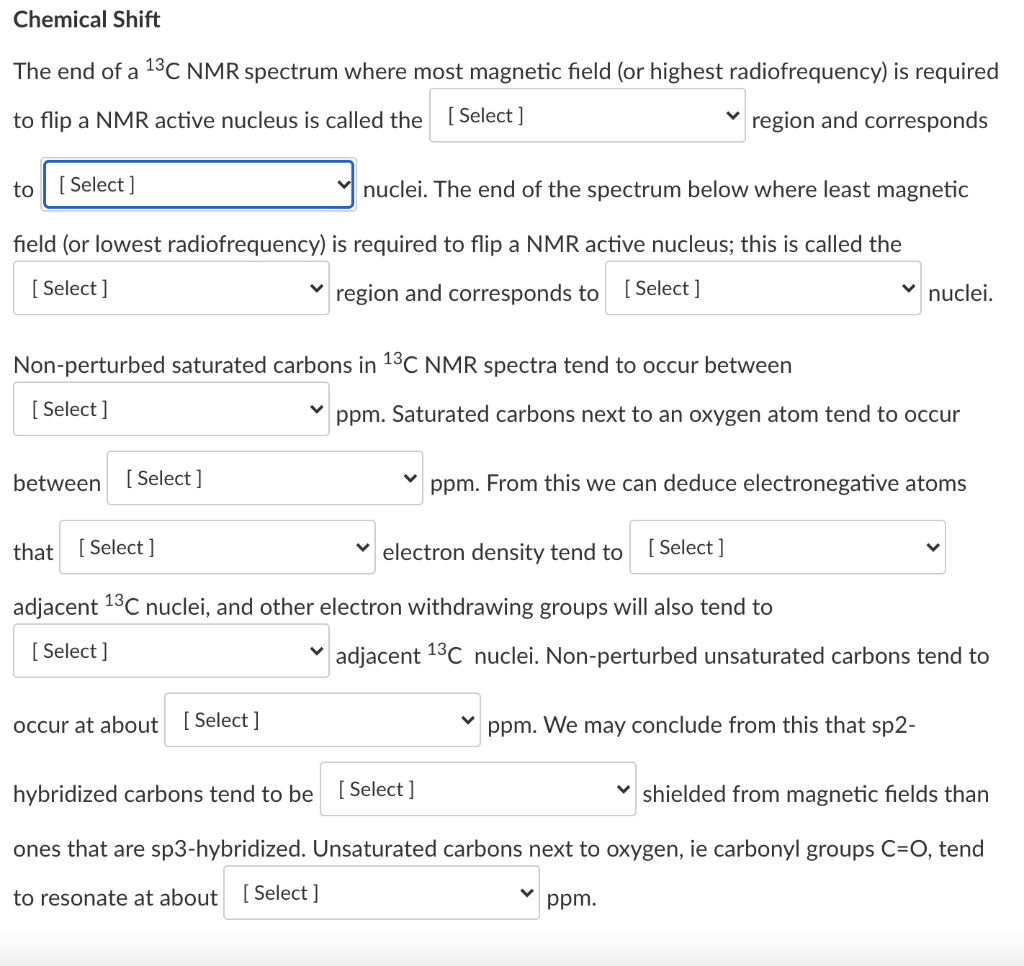 Solved Options are as follows: 1- downfield, upfield 2- | Chegg.com
