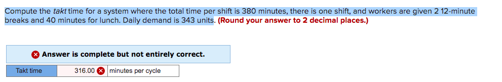 Solved Compute the takt time for a system where the total | Chegg.com