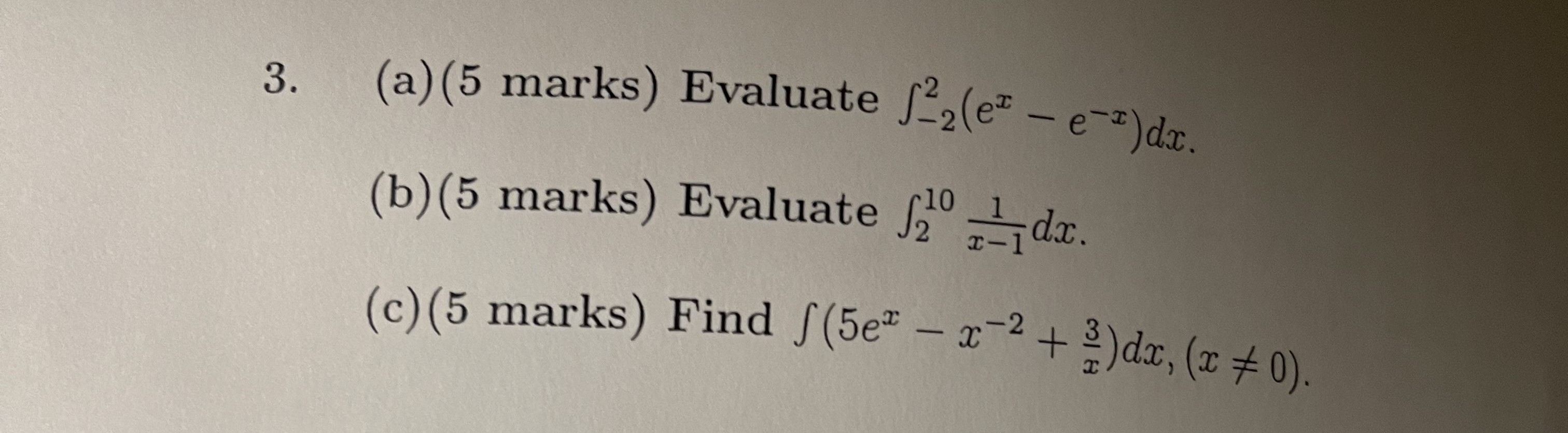 Solved (a) (5 marks) Evaluate ∫−22(ex−e−x)dx. (b) (5 marks) | Chegg.com