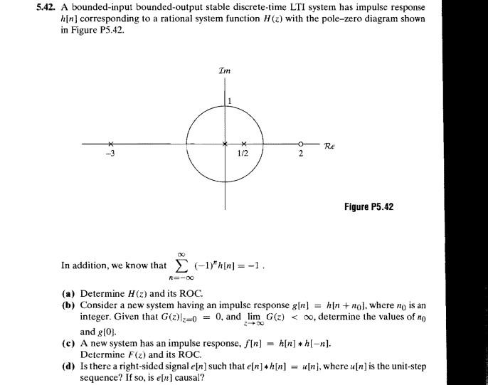 Solved 5.42. A bounded-input bounded-output stable | Chegg.com