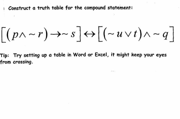 Solved Construct a truth table for the compound statement: | Chegg.com