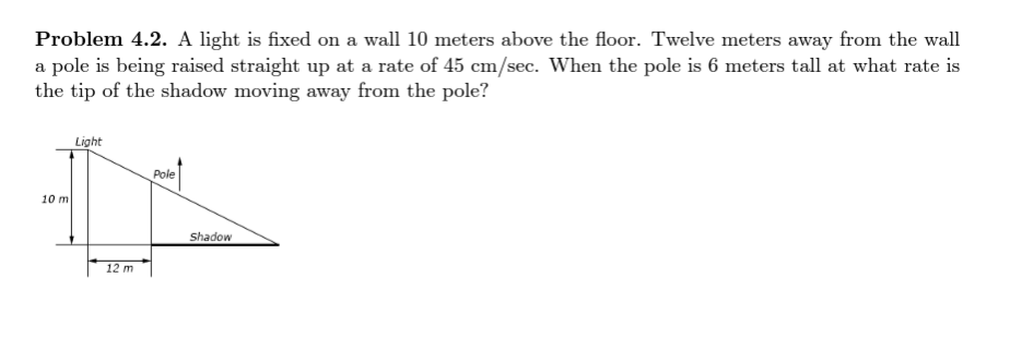 Solved Problem 4.2. A light is fixed on a wall 10 meters | Chegg.com
