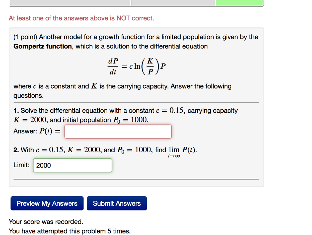 Solved At least one of the answers above is NOT correct. (1 | Chegg.com