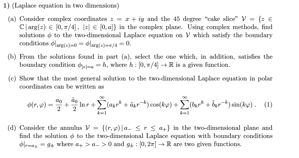 Solved 1) (Laplace equation in two dimensions) (a) Consider | Chegg.com