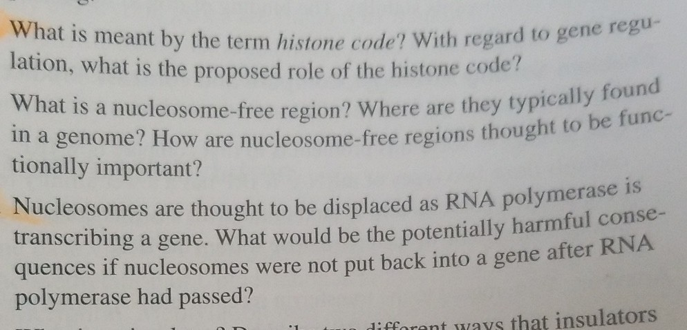 Solved What is meant by the term histone code? With regard | Chegg.com