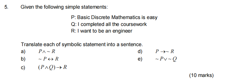 Solved Given the following simple statements: P : Basic | Chegg.com
