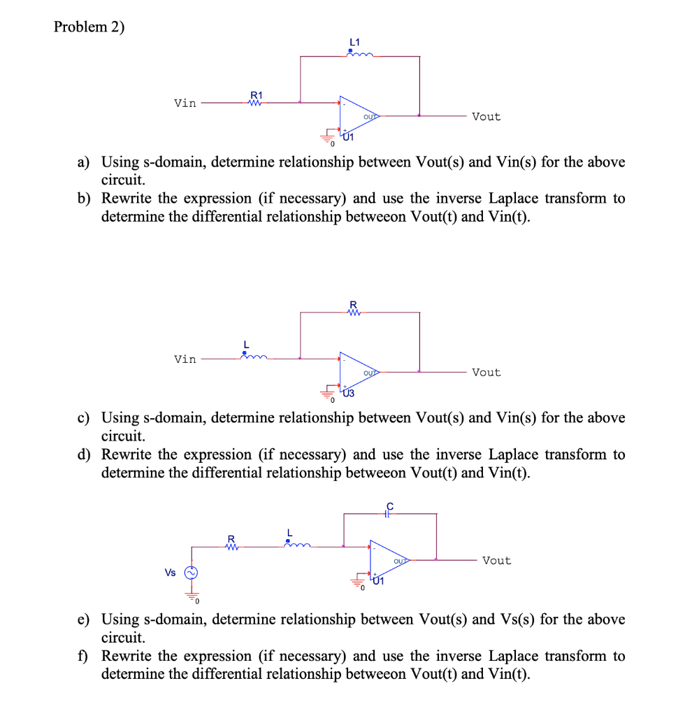 Solved Problem 2) L1 im Vin R1 w OU Vout 01 a) Using | Chegg.com