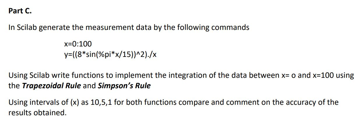 Solved Part C. In Scilab generate the measurement data by | Chegg.com