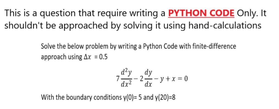 This is a question that require writing a PYTHON CODE | Chegg.com