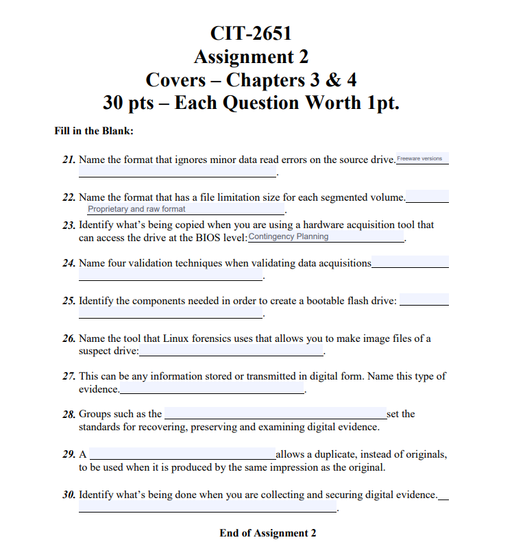 Solved CIT-2651 Assignment 2 Covers – Chapters 3 & 4 30 pts | Chegg.com