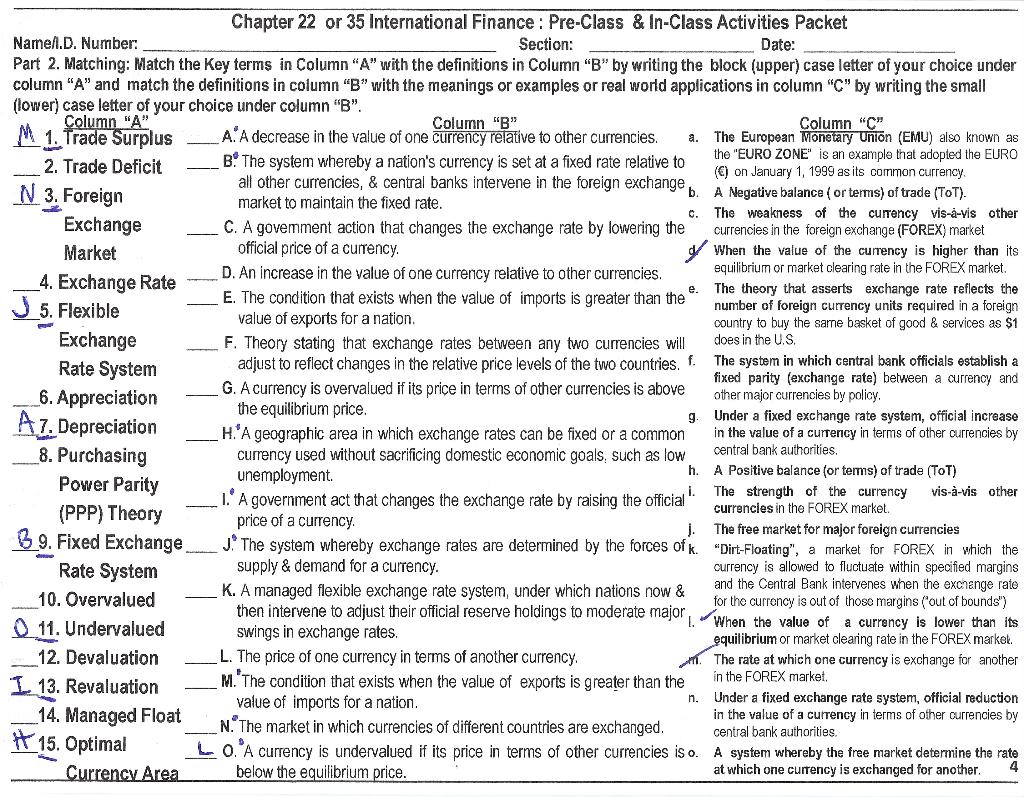 Solved odd-numbered questions ONLY Need to Match Column A | Chegg.com