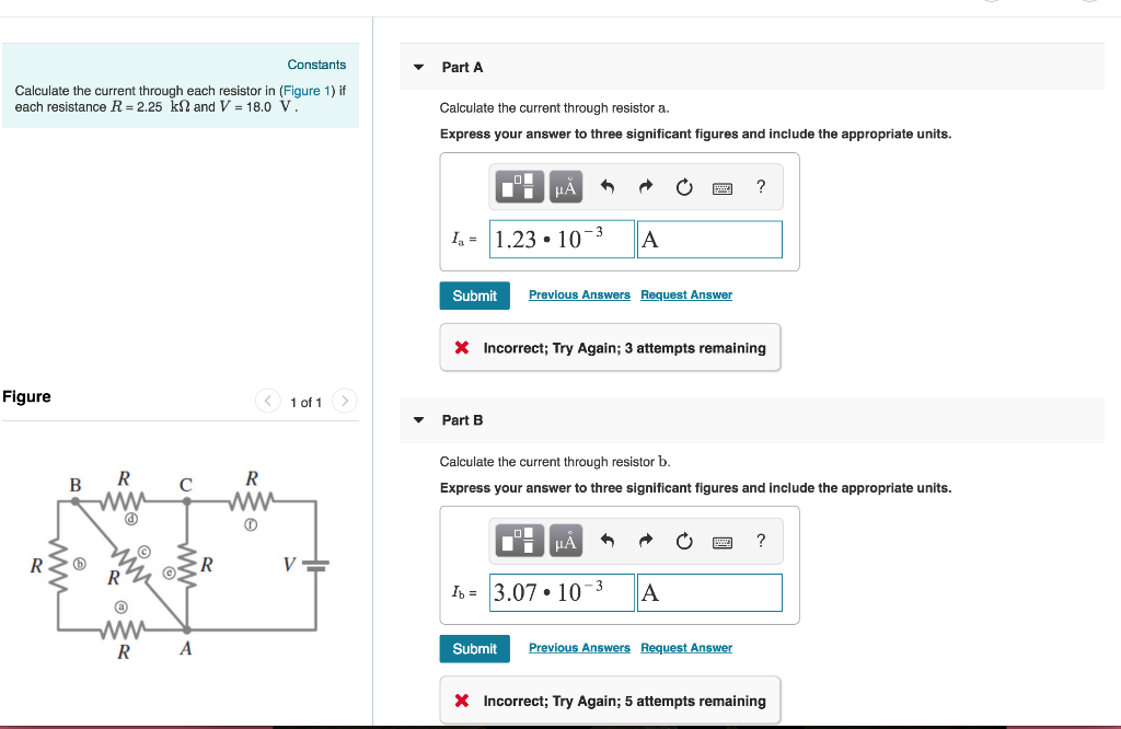 Solved Constants PartA Calculate the current through each | Chegg.com