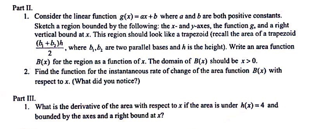 Solved Part II. ax+b where a and b are both positive | Chegg.com