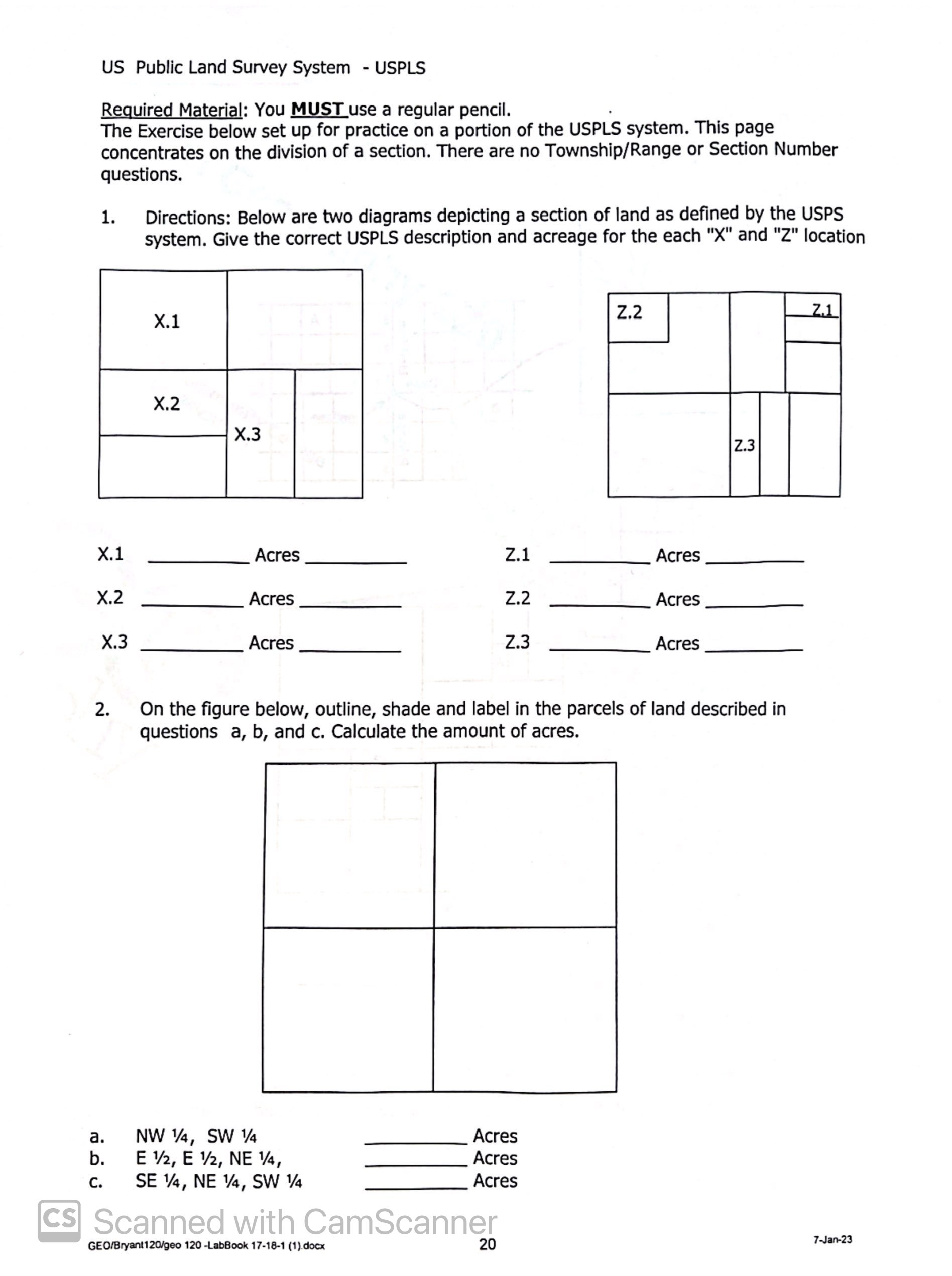 Solved US Public Land Survey System - ﻿USPLSRequired | Chegg.com