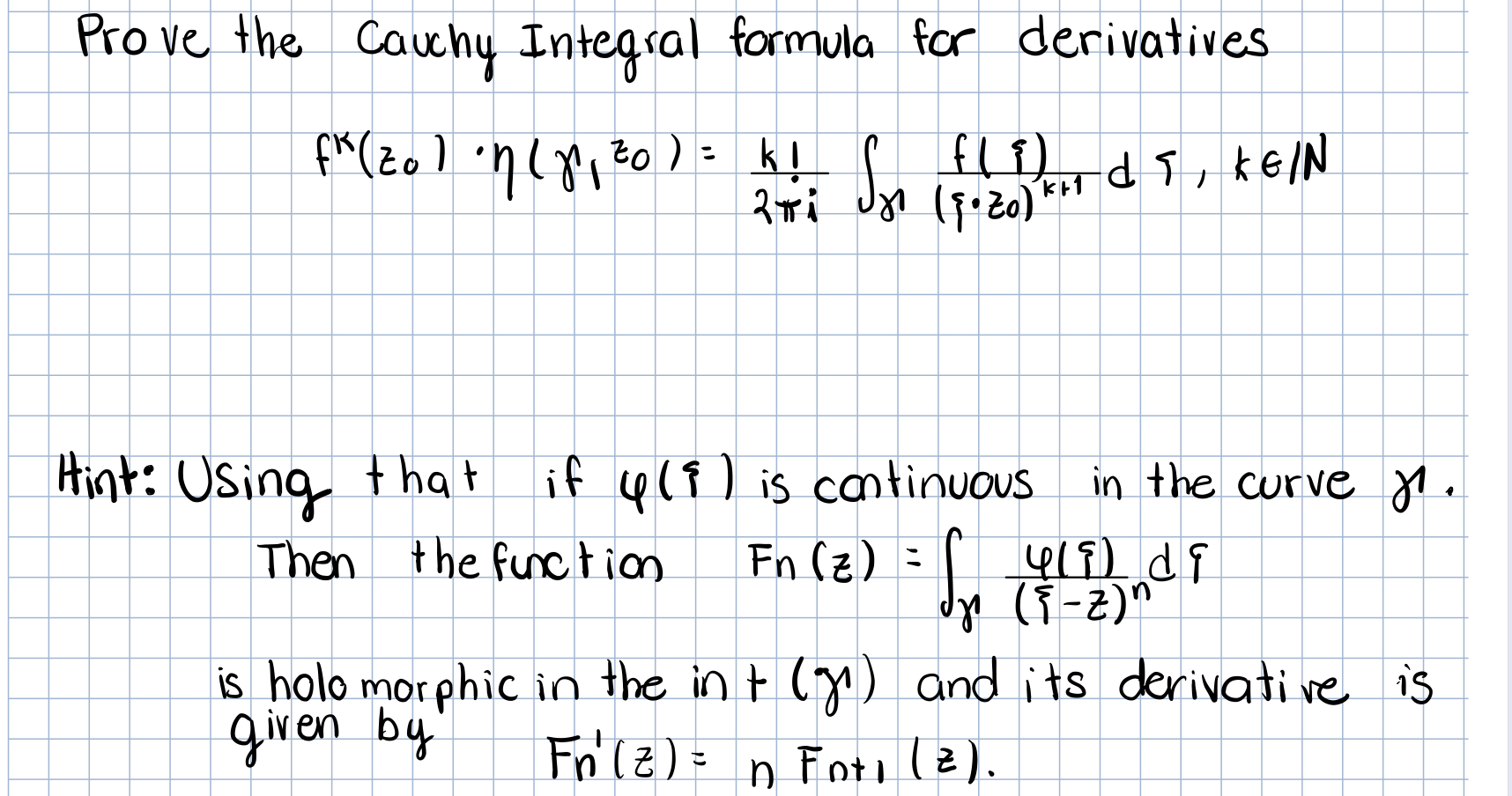 Solved Prove the Cauchy Integral formula for derivatives | Chegg.com