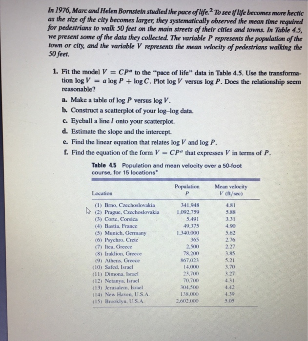 Solved In 1976, Marc and Helen Bornstein studied the pace | Chegg.com