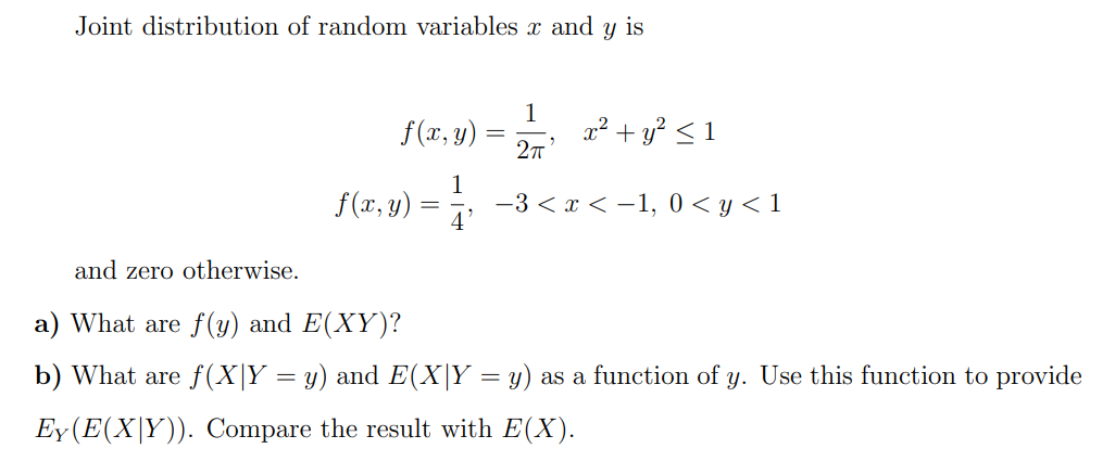 Solved Joint distribution of random variables x ﻿and y | Chegg.com