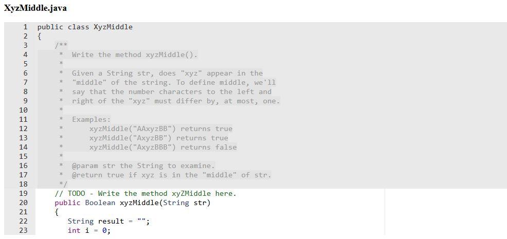 Solved XyzMiddle.java public class XyzMiddle { Write the | Chegg.com
