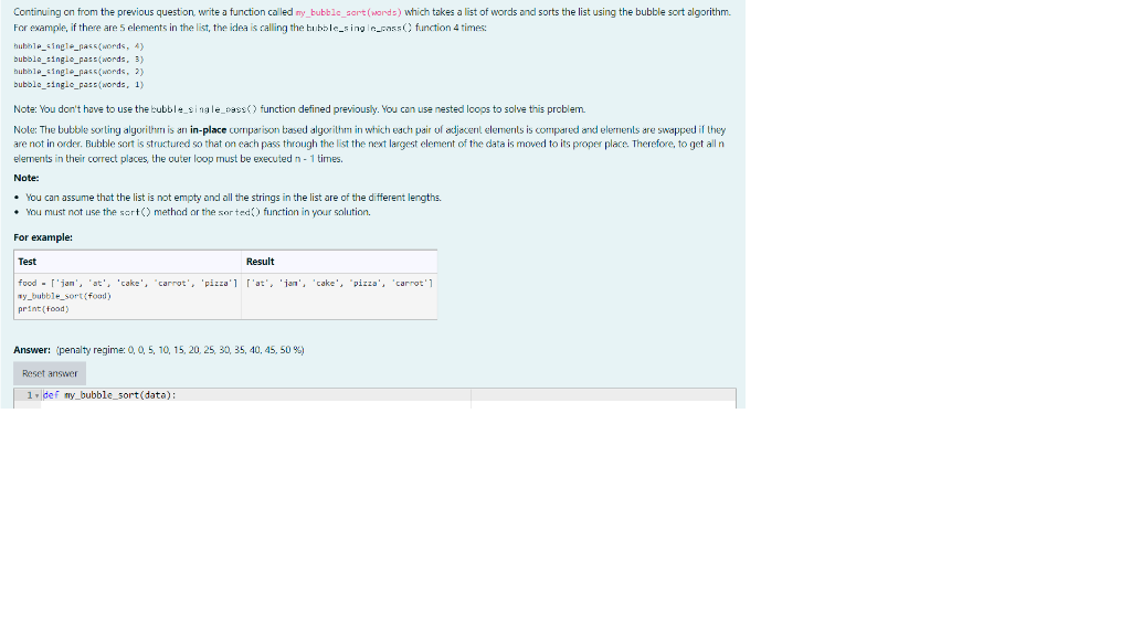 Solved The bubhle sorting algorithm is an in-place | Chegg.com