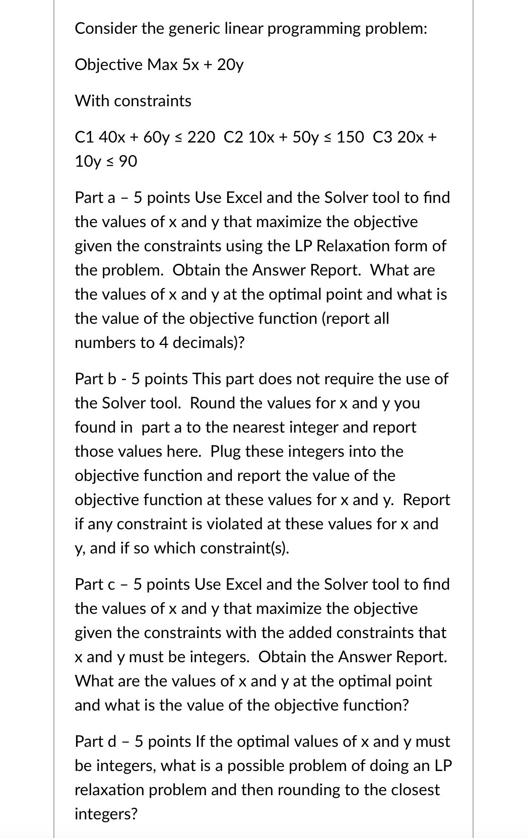 Solved Consider The Generic Linear Programming Problem 
