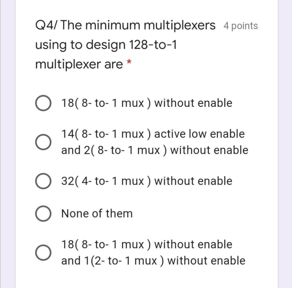 Solved Q4/ The minimum multiplexers 4 points using to design | Chegg.com