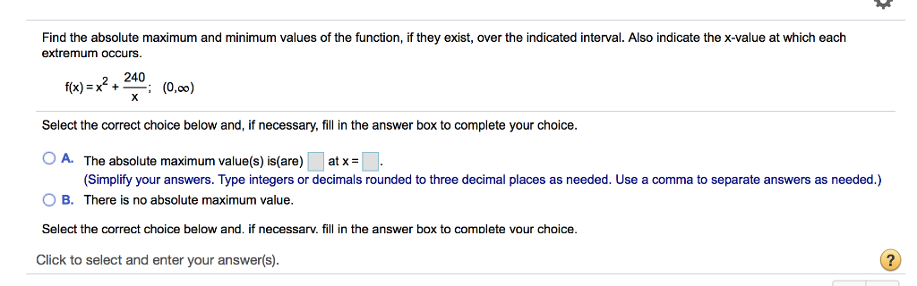 Solved Find the absolute maximum and minimum values of the | Chegg.com