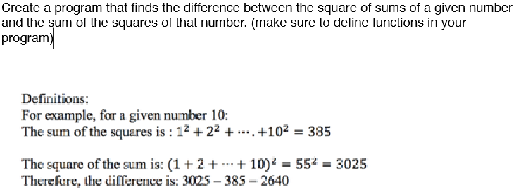 Solved Create a program that finds the difference between | Chegg.com