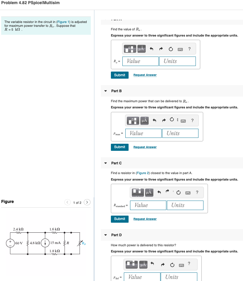 Solved Problem 4.82 PSpice Multisim The variable resistor in | Chegg.com
