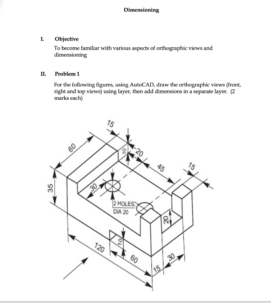 Solved Dimensioning I. Objective To become familiar with | Chegg.com