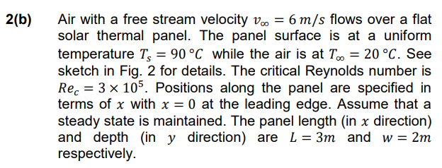 Solved b) Air with a free stream velocity v∞=6 m/s flows | Chegg.com