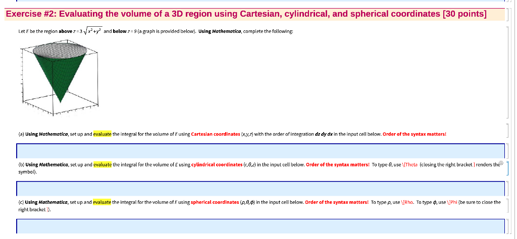Solved Exercise #2: Evaluating the volume of a 3D region | Chegg.com