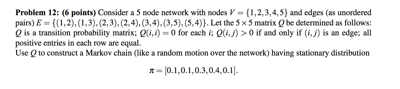 Problem 12: (6 points) Consider a 5 node network with | Chegg.com