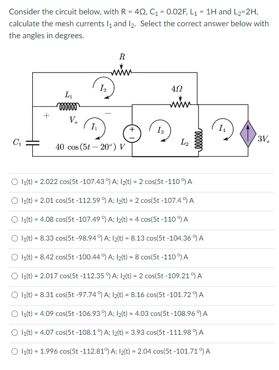 Solved Consider the circuit below, with R=4Ω,C1=0.02 F, | Chegg.com